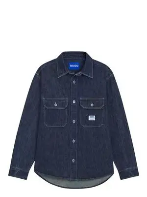 Hugo Boss Dark Blue Denim Button-up Shirt - Black