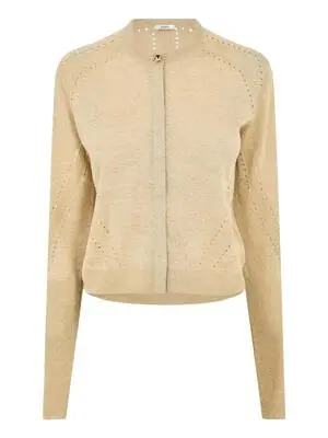 JOSEPH Ribbed Knit Cardigan With Cutout Detail - Nude