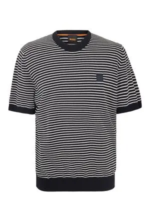 Hugo Boss Striped Knit Sweater - Black