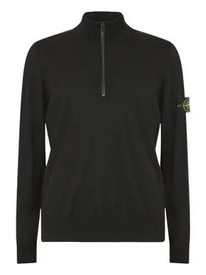 Stone Island Quarter Zip Knitwear - Black