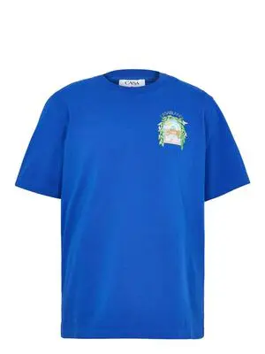 Casablanca Graphic Cotton L'arche Tennis Club T-shirt - Cobalt Blue