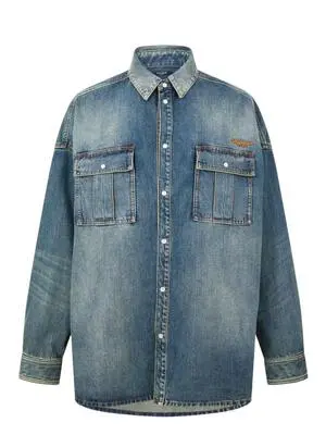 BALMAIN Men's Long-Sleeve Denim Shirt