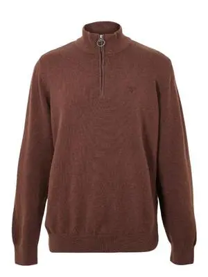 Barbour Half-zip Stand-up Collar Knit Sweater - Umber