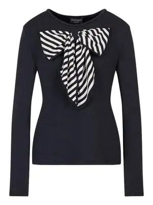 EMPORIO ARMANI Emporio Armani Fitted Knit Top With Draped Bow Detail