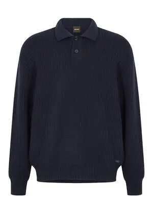Hugo Boss Vertical Rib Knit Polo Shirt - Black