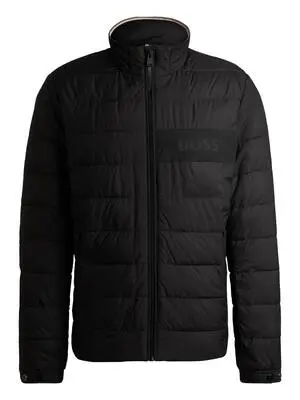 Hugo Boss Padded Zip-up Jacket With Stand Collar - Black