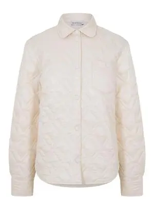 Moncler Quilted Check Shirt Down Jacket White
