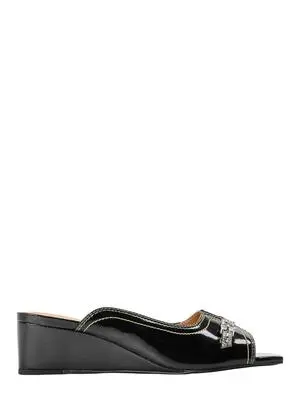 GANNI Ganni Open-Toe Wedge Mules With Embellished Vamp
