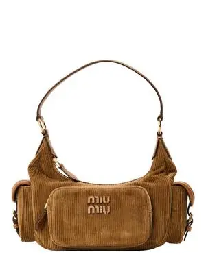 Miu Miu Corduroy Shoulder Bag - Brown