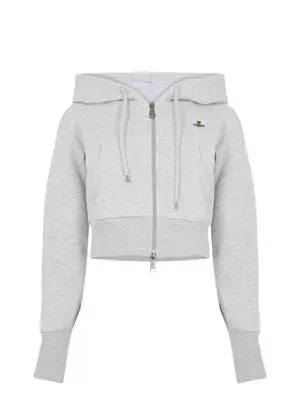 VIVIENNE WESTWOOD Cropped Zip-up Hoodie With Logo Detail - Grey