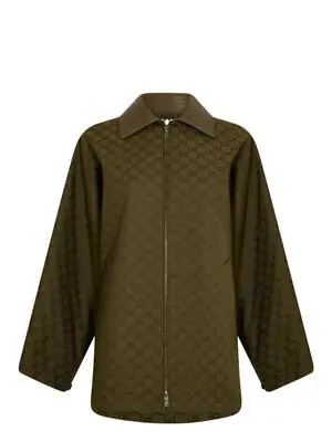 Gucci Athletic Tailored Fit Bomber Jacket With Monogram Pattern - Black