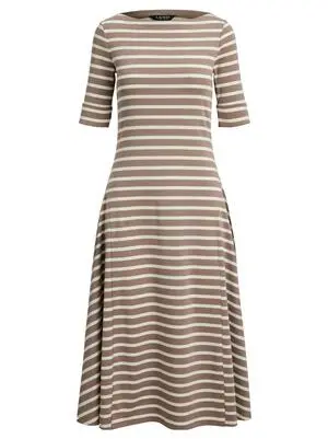 Ralph Lauren Striped Midi Dress - Brown