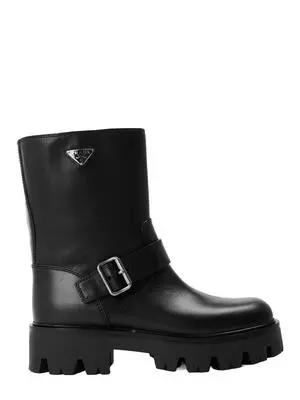 Prada Buckled Biker Boots - Black