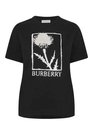 Burberry Logo Printed Short Sleeve T-shirt - Black