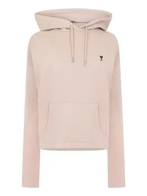 AMI Paris Embroidered Logo Hoodie - Pink