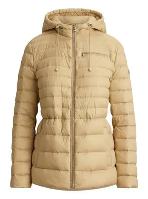 Ralph Lauren Real Leather Quilted Short Puffer Jacket - Nude