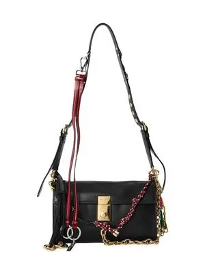 Prada Prada Shoulder Bag With Mixed Media Embellishments Black