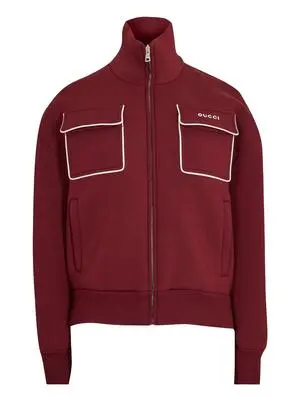 Gucci Zip-up Bomber Jacket With Embroidered Logo - Red
