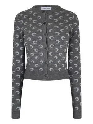 MARINE SERRE Moon Pattern Knitwear Cardigan - Black