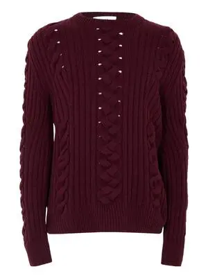 Alexander McQueen Crew Neck Cable Knit Jumper - Brown