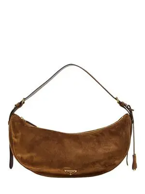 Prada Prada Suede Shoulder Bag Black