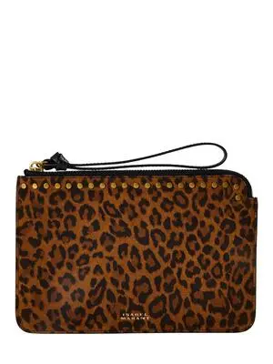 Isabel Marant Étoile Leopard Print Studded Pouch - Brown