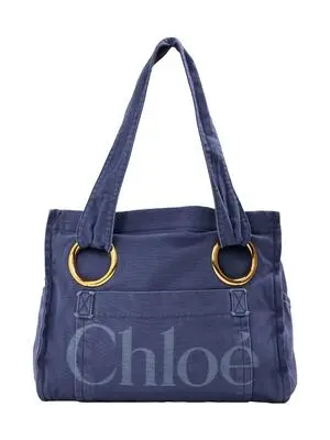 Chloé Chloe Logo Tote Bag With Gold Hardware Multicolor