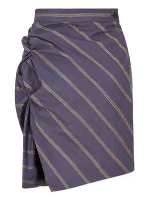 VIVIENNE WESTWOOD Striped Midi Skirt With Draping - Black