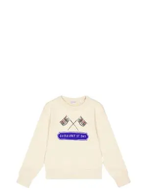 Burberry Crew Neck Long Sleeve Sweatshirt - White