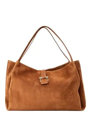 FERRAGAMO Suede Shoulder Bag - Brown