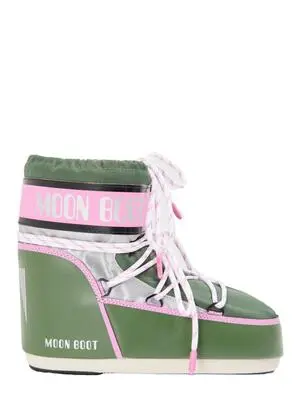 Moon Boot Pink Color-blocked Nylon Snow Boots - Green
