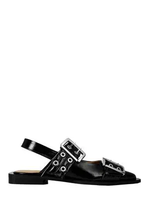 GANNI Buckle Ballet Pumps - Black