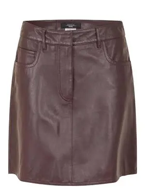 Max Mara Leather Midi Skirt - Brown