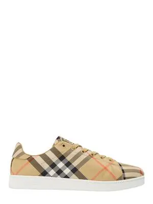 Burberry Checked Low Top Sneakers - Nude