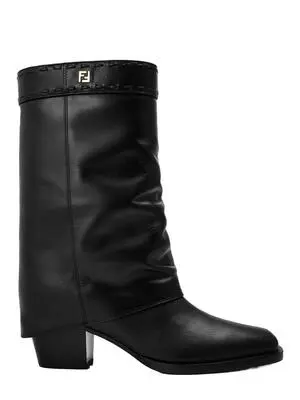 Fendi Minimalist Black Design Ankle Boots Red