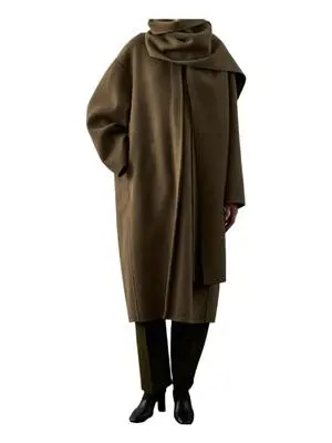 Soeur Long-sleeved Coat With Scarf Detail - Black