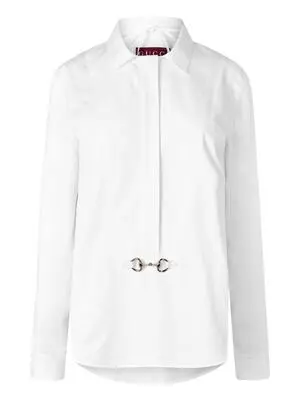 GUCCI Gucci White Button-Up Shirt With Horsebit Detail