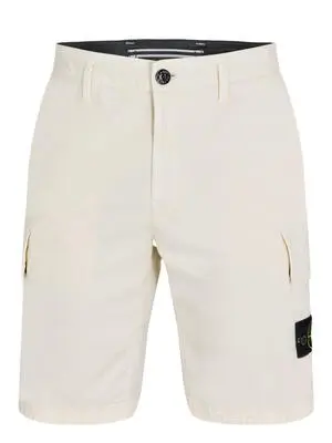 Stone Island Cargo Shorts With Signature Patch - White