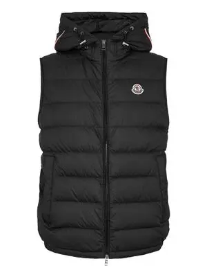 Moncler Quilted Zip-up Hooded Vest - Black