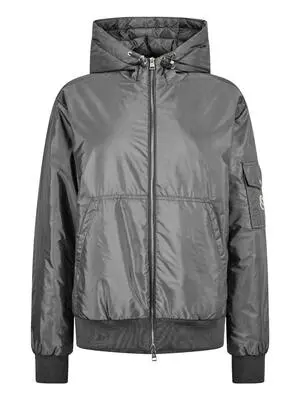 Moncler Solid Zip-up Bomber Jacket With Hood - Gray