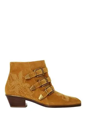 Chloé Susan Ankle Boots With Floral Stud Embellishments - Brown