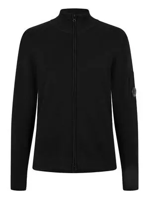 C.P. COMPANY C.P. Company Zip-Up Textured Knit Jacket With Logo Patch
