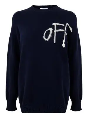 OFF-WHITE Off-White Long-Sleeve Crew Neck Knit Sweater With Graphic Detailing