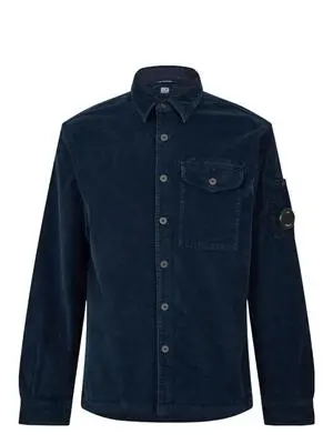 C.P. COMPANY Lens Single Pocket Long Sleeve Corduroy Shirt - Black