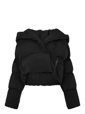 DIESEL® Hooded Short Puffer Jacket - Black