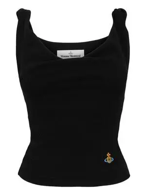 VIVIENNE WESTWOOD Logo Embroidered Sleeveless Vest - Black