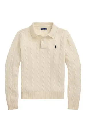 POLO RALPH LAUREN Polo Ralph Lauren Cable Knit Long Sleeve Polo Sweater