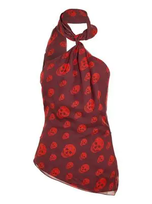 Alexander McQueen Alexander McQueen Skull Print Asymmetrical Cami Vest Red
