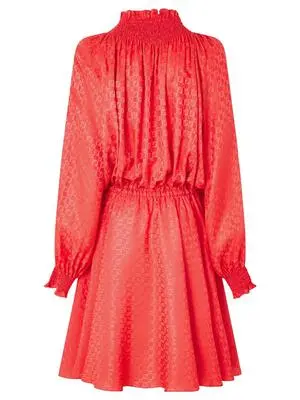 Fendi A-line Mini Dress With High Neck And Balloon Cuffs - Red