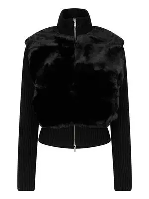 Moose Knuckles Fur Trimmed Zip Up Sweater - Black